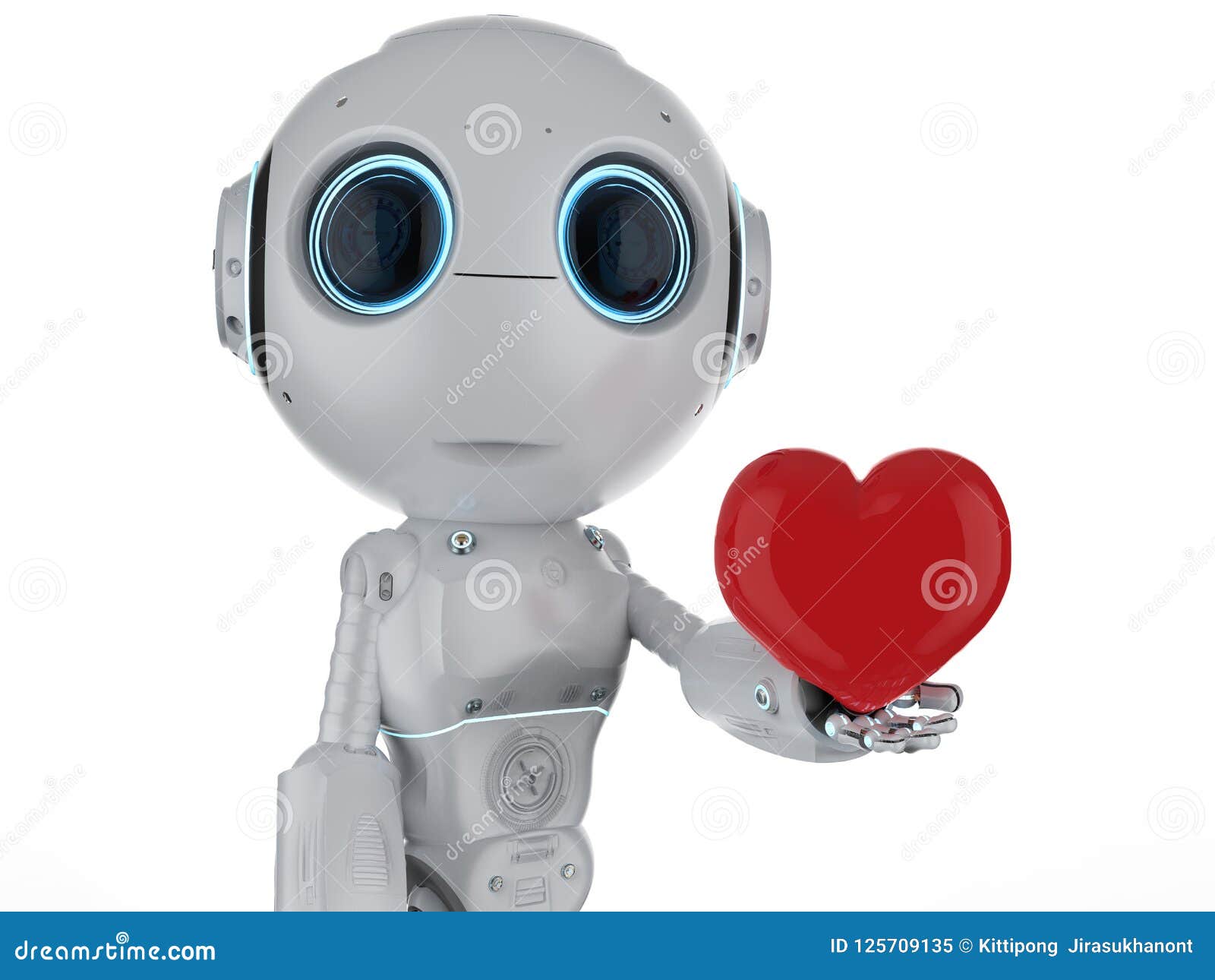 Mini robot hold heart stock illustration. Illustration of humanoid ...