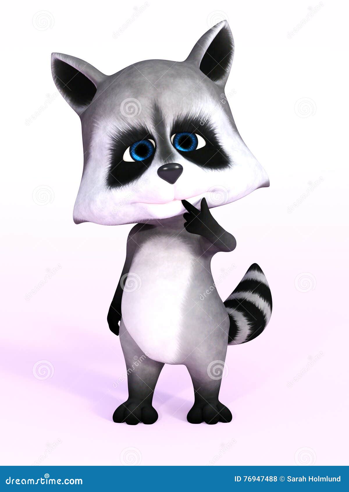 3D Rendering of a Cute Cartoon Raccoon. Stock Illustration ...