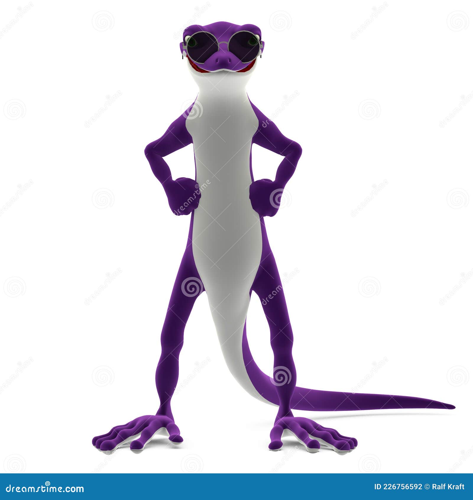3D-illustration of a Cute and Funny Cartoon Gecko. Isolated Rendering ...