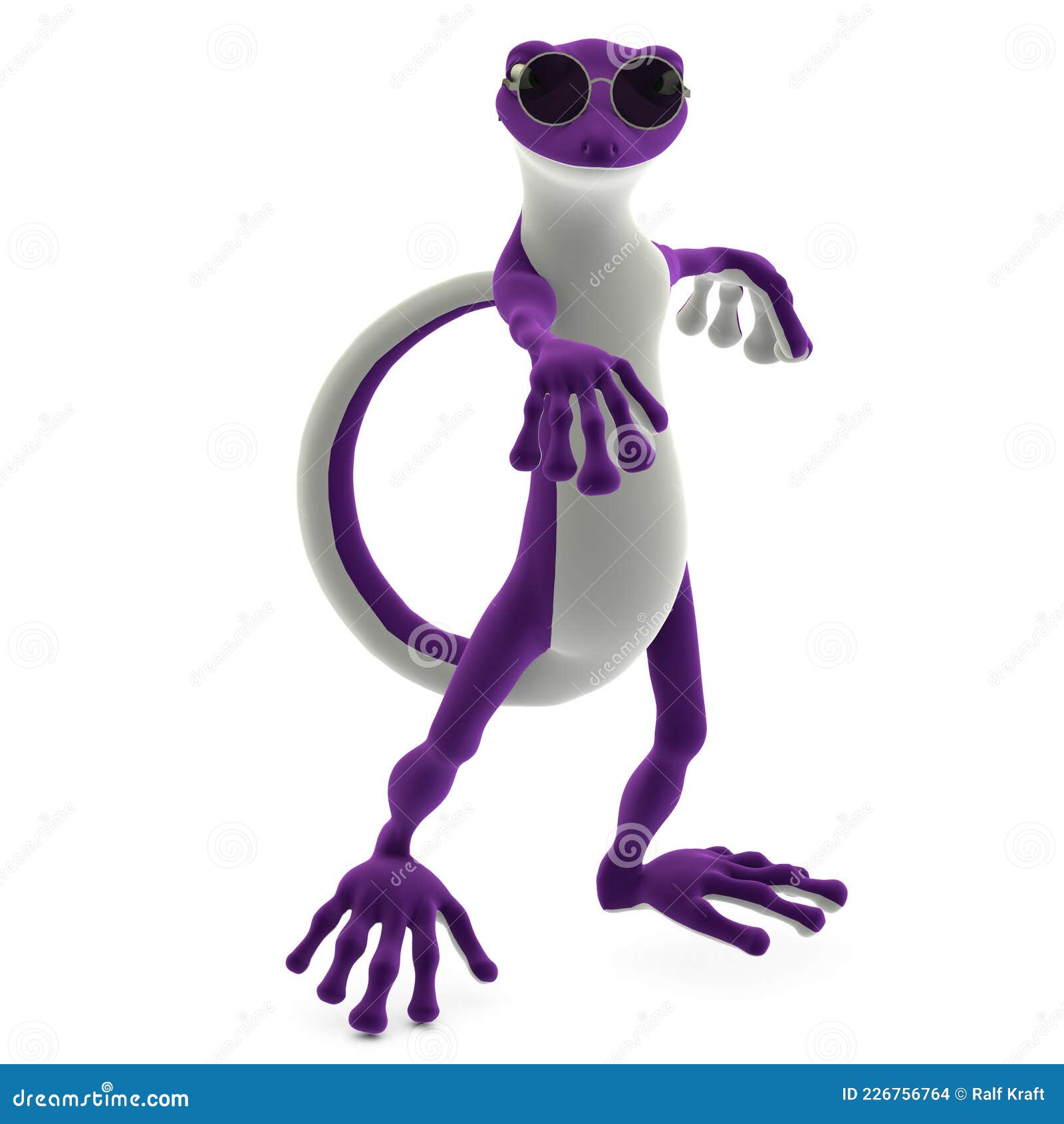 3D-illustration of a Cute and Funny Cartoon Gecko. Isolated Rendering ...