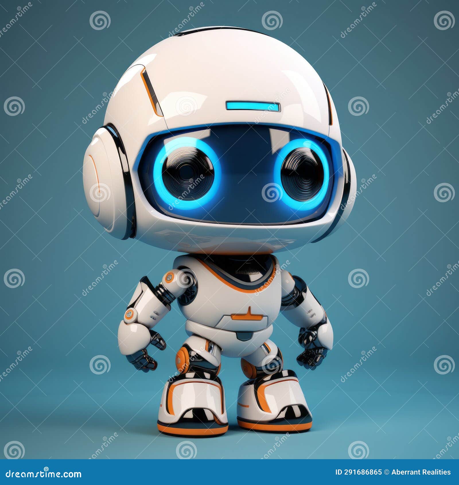 3d Rendering of a Cute Little Robot on a Blue Background Stock ...