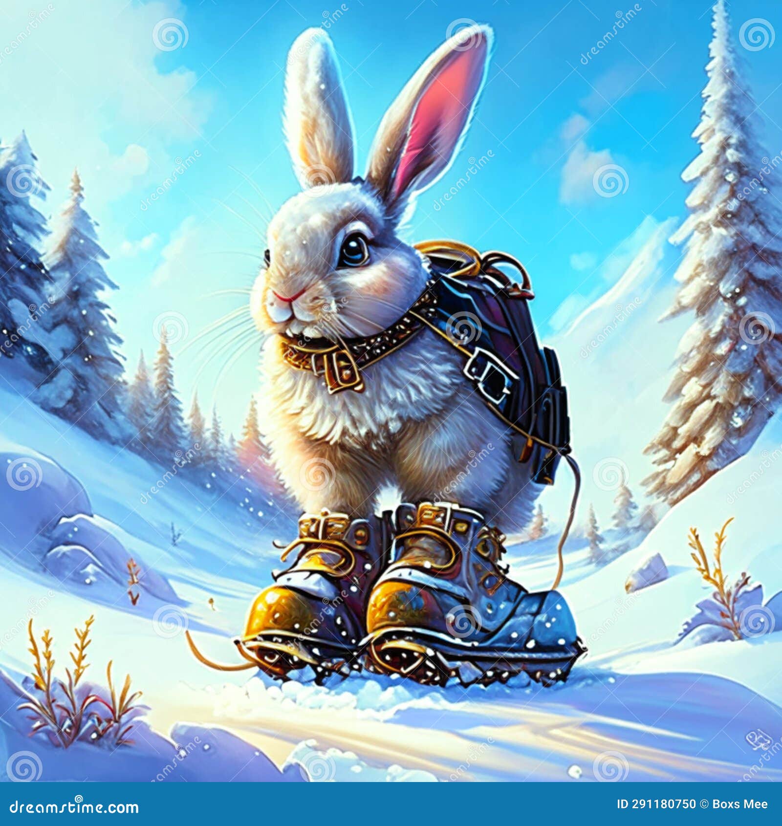 3d Rendering of a Cute Rabbit in Boots and Boots on the Background of a ...