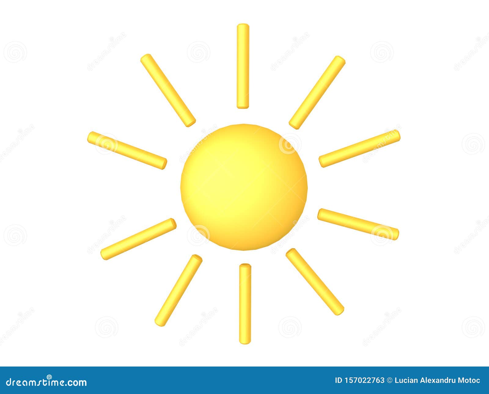 3D Rendering of Cute Sun with Sun Rays Stock Illustration ...