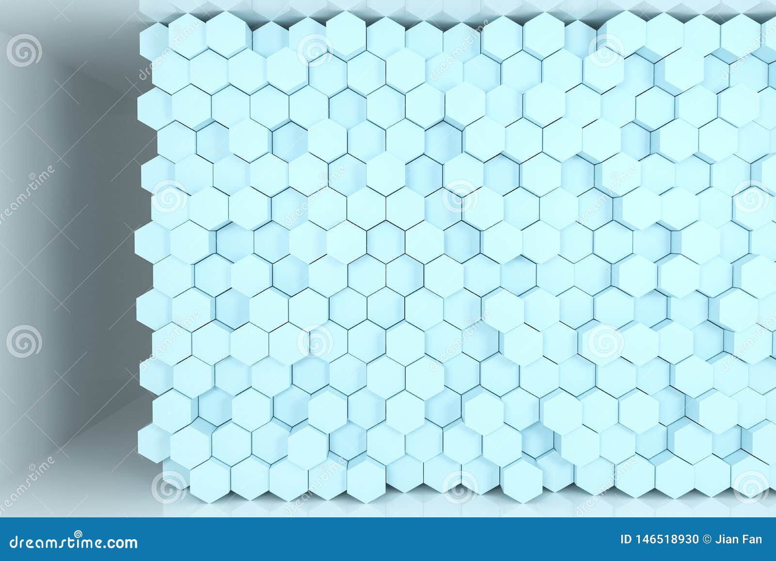 3d Rendering, Cyan Hexagon Cubes Stock Illustration - Illustration of ...