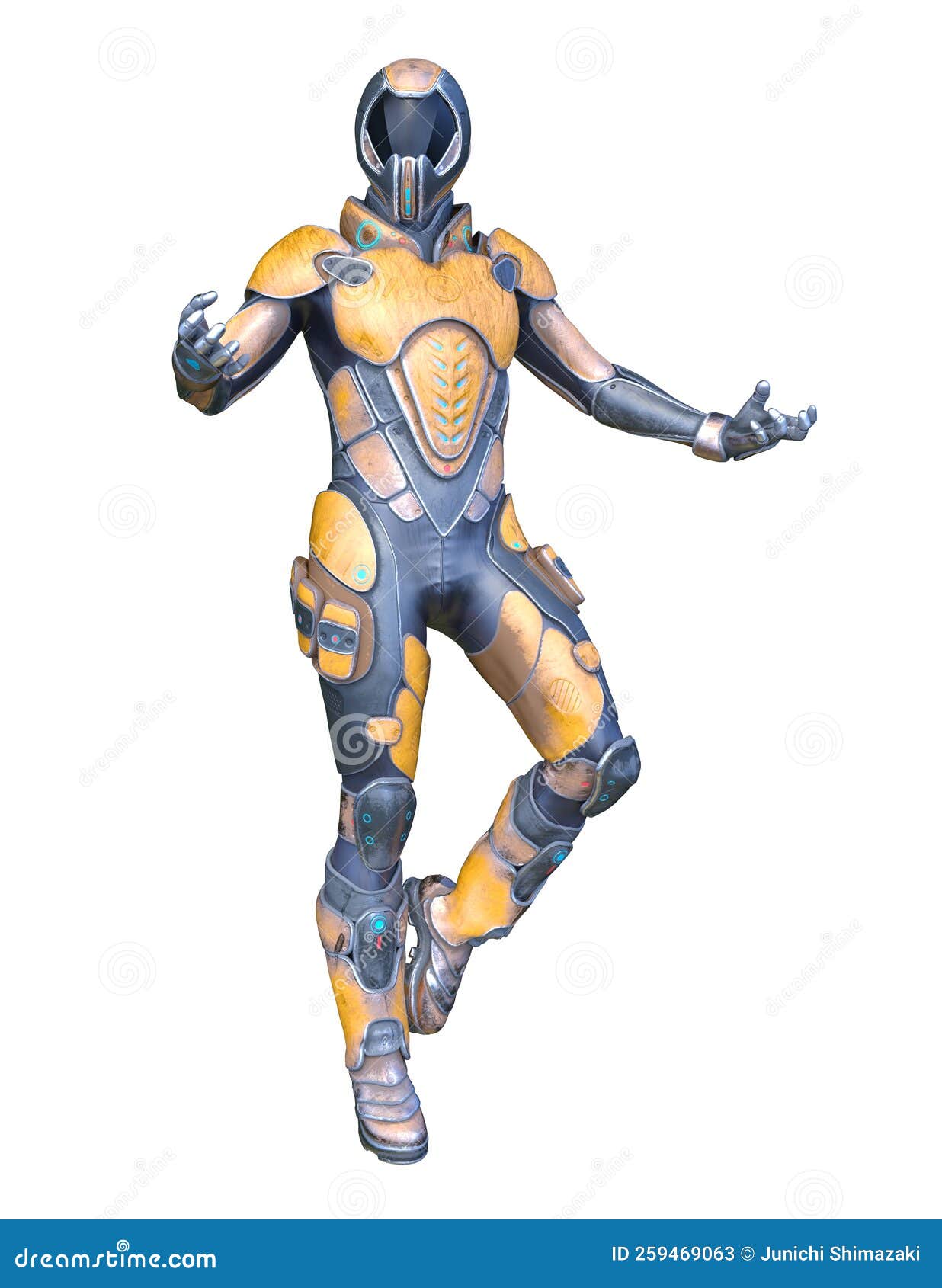 3D Rendering of a Cyber Man Stock Illustration - Illustration of full ...