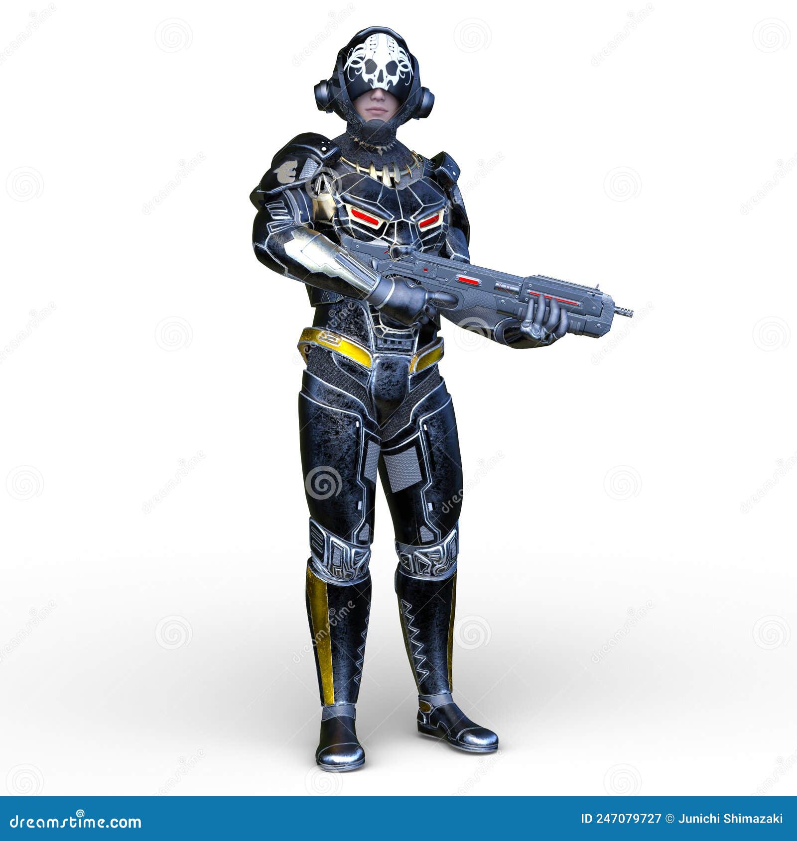 3D Rendering of a Cyber Warrior Stock Illustration - Illustration of ...