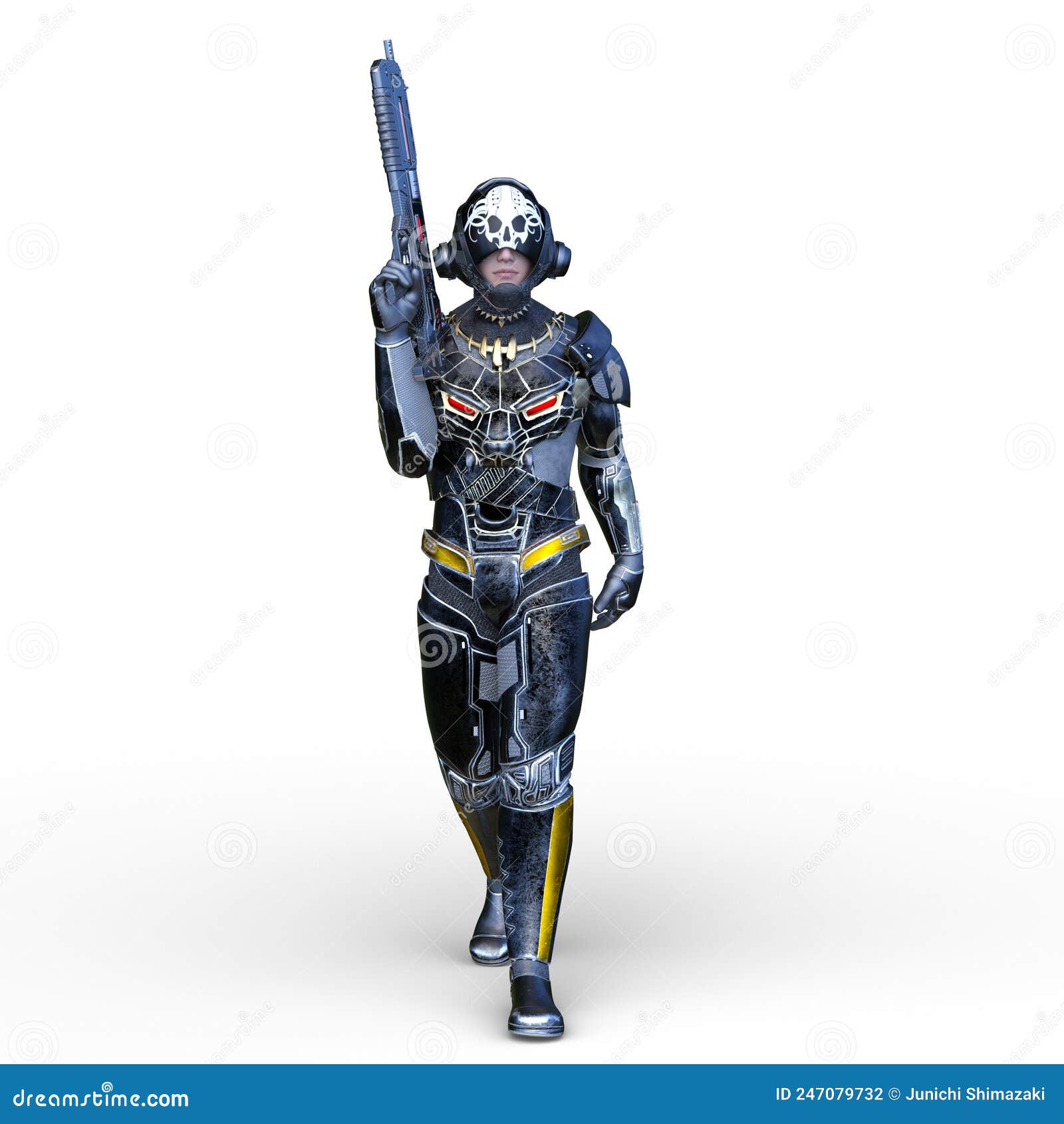 3D Rendering of a Cyber Warrior Stock Illustration - Illustration of ...