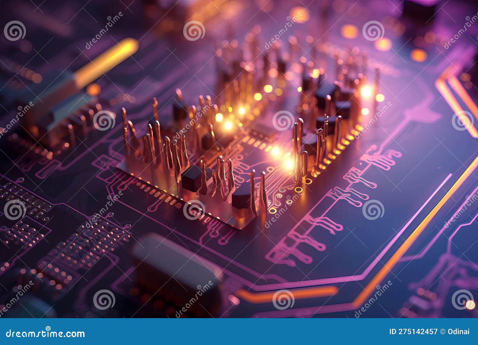3d Futuristic Computer Circuit Board - Generative AI Stock Illustration ...