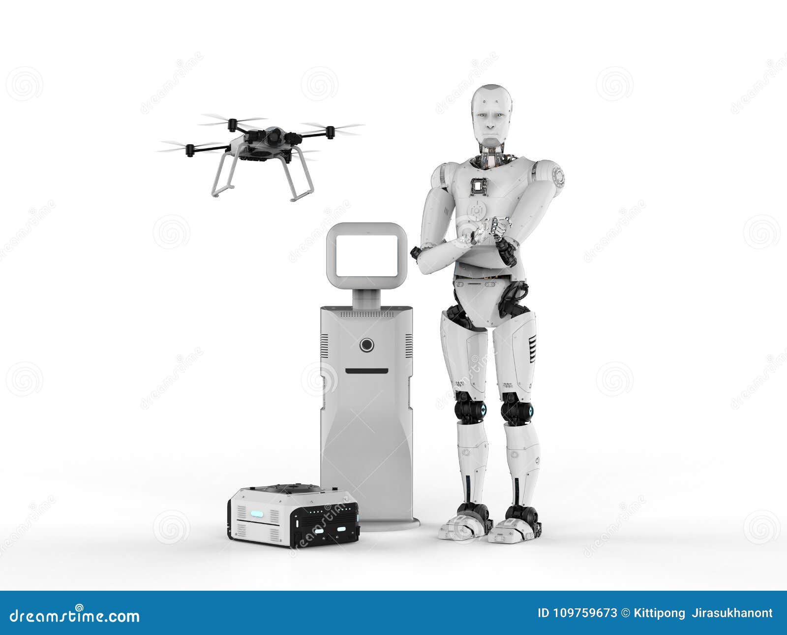 Cyborg with gadget stock illustration. Illustration of device - 109759673