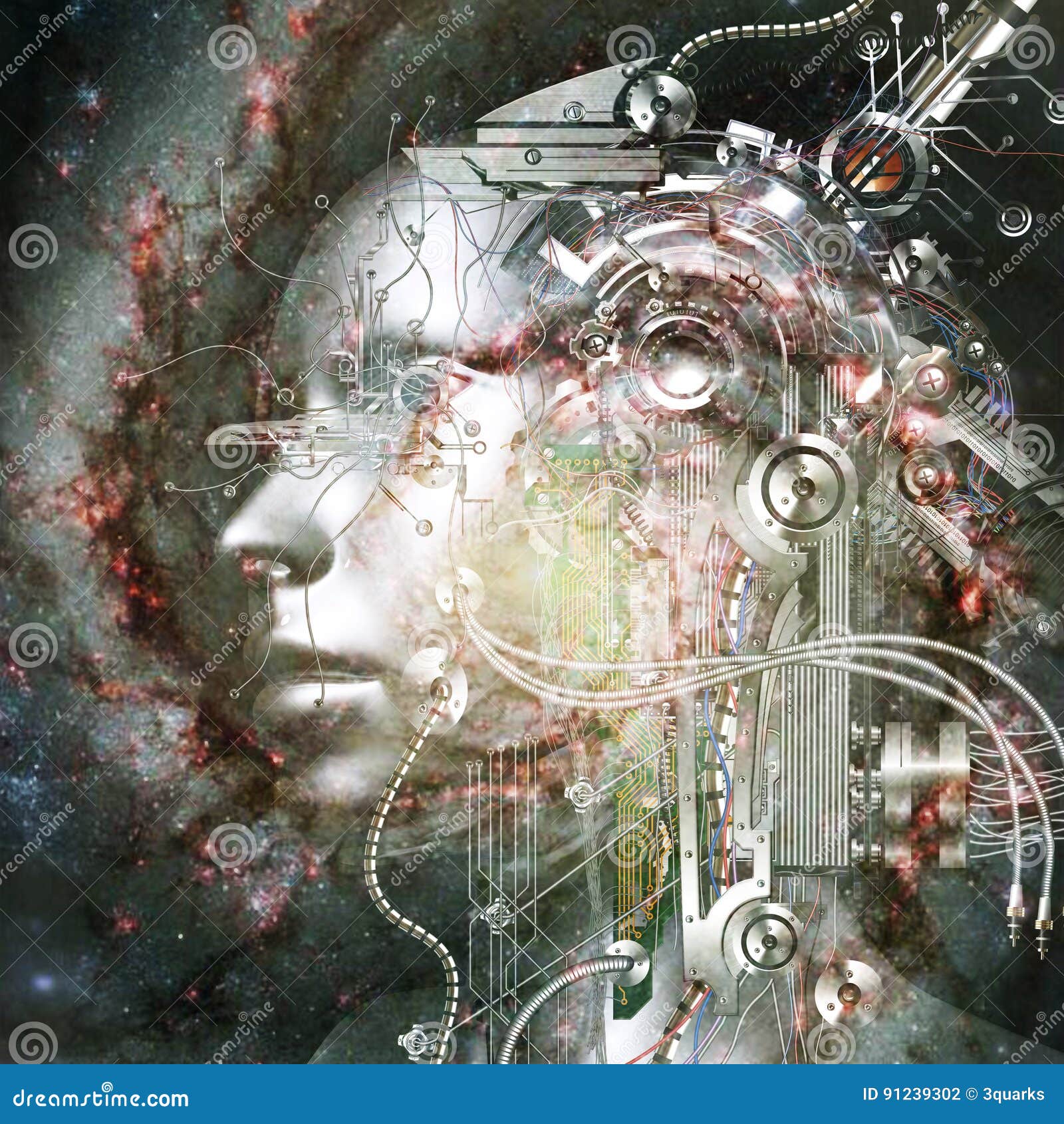 3D Rendering of a Cyborg - Elements by NASA Stock Illustration ...