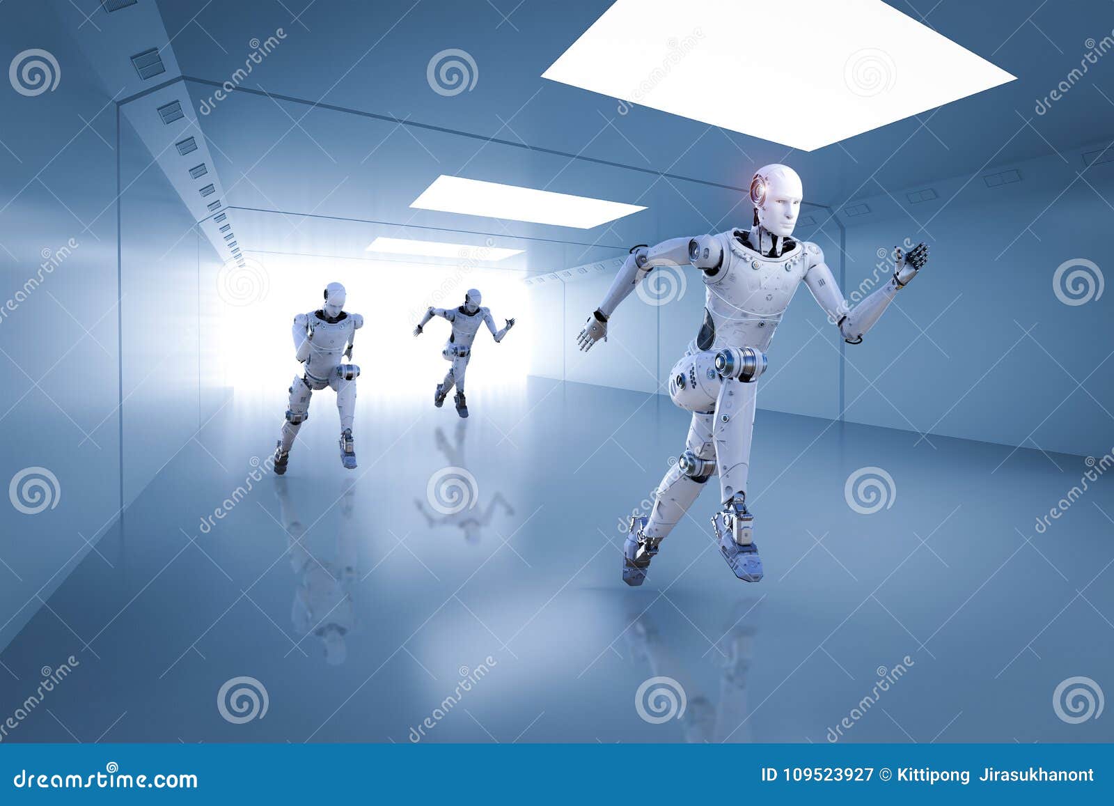Cyborg running competition stock illustration. Illustration of move ...