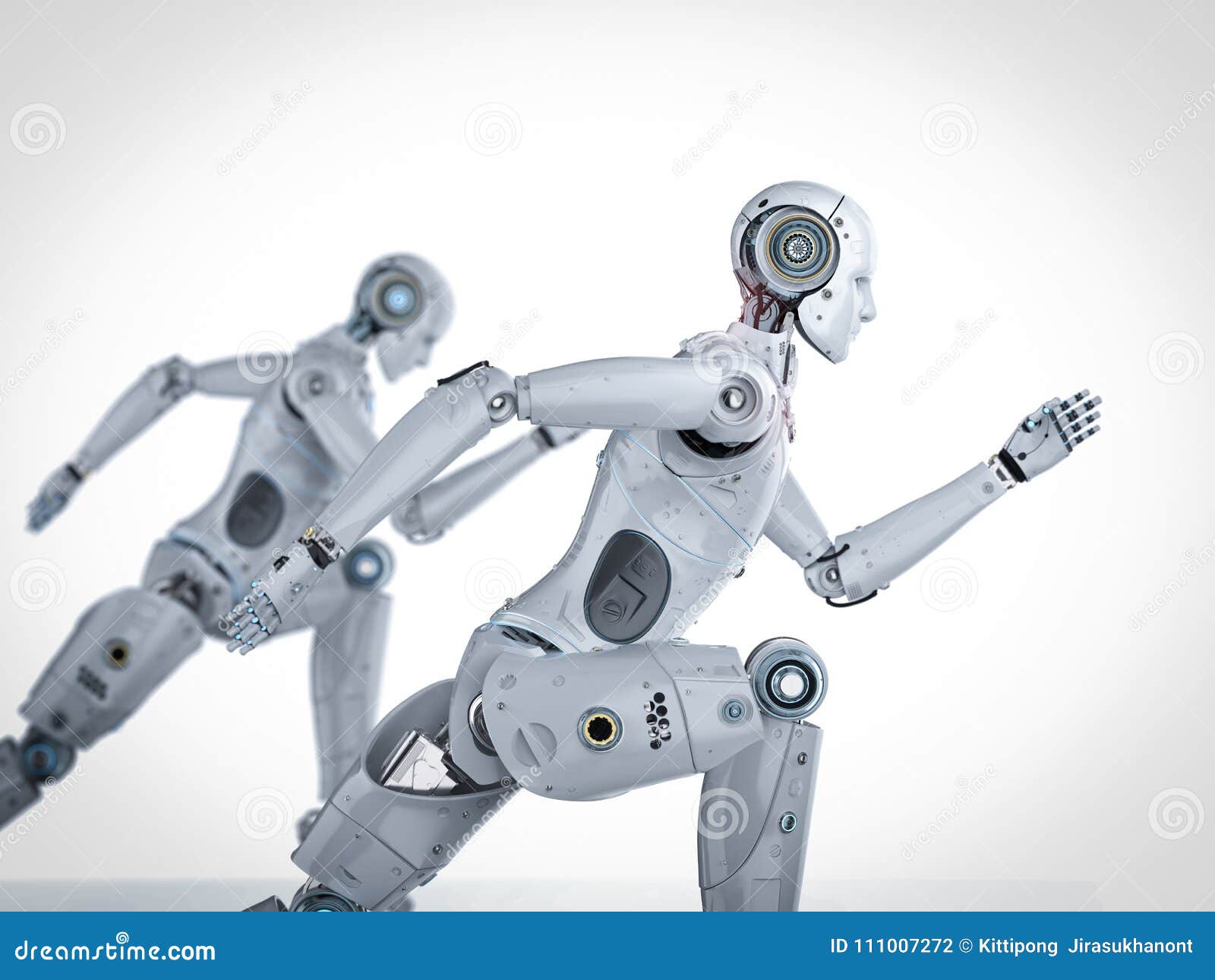 Cyborg running competition stock illustration. Illustration of robot ...