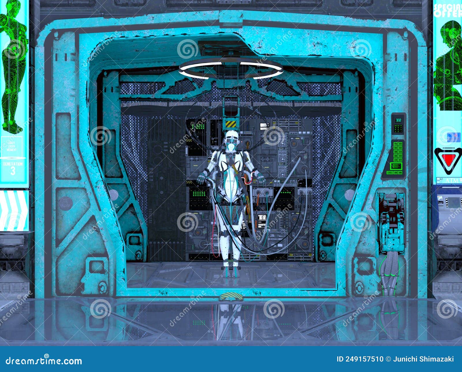 3D Rendering of the Cyborg Testing Laboratory Stock Illustration ...