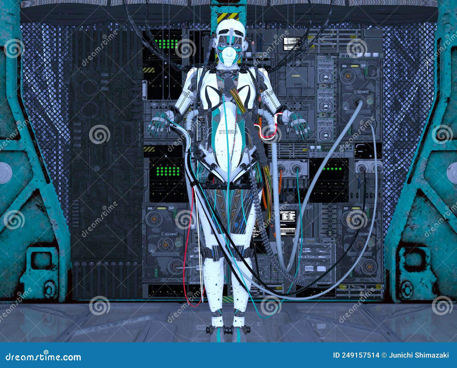 3D Rendering of the Cyborg Testing Laboratory Stock Illustration ...
