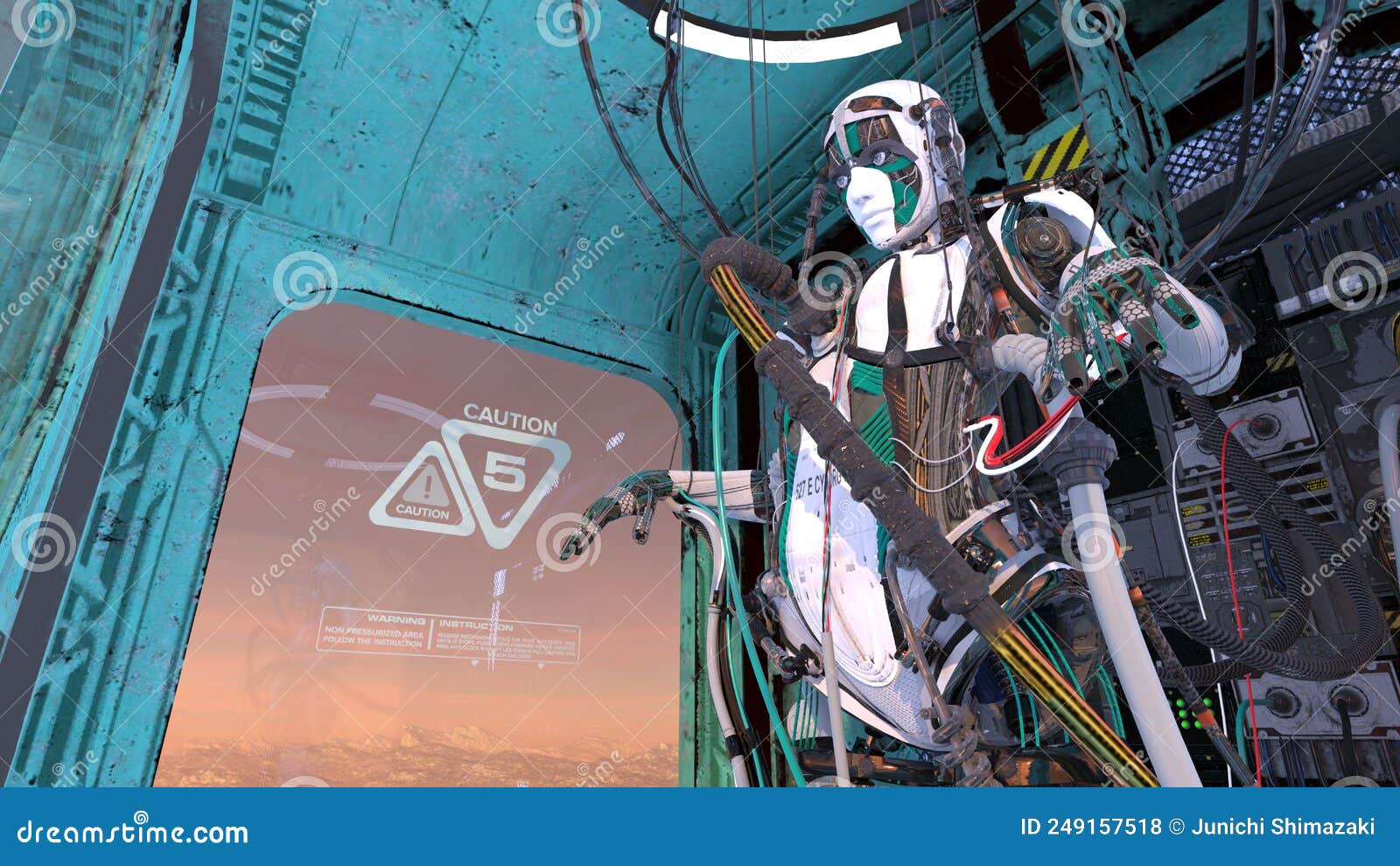 3D Rendering of the Cyborg Testing Laboratory Stock Illustration ...