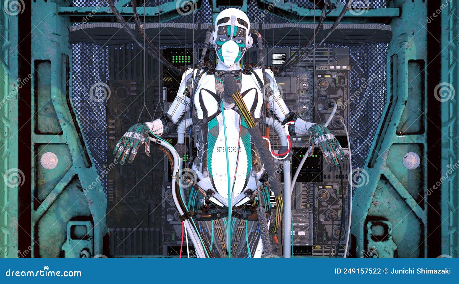 3D Rendering of the Cyborg Testing Laboratory Stock Illustration ...