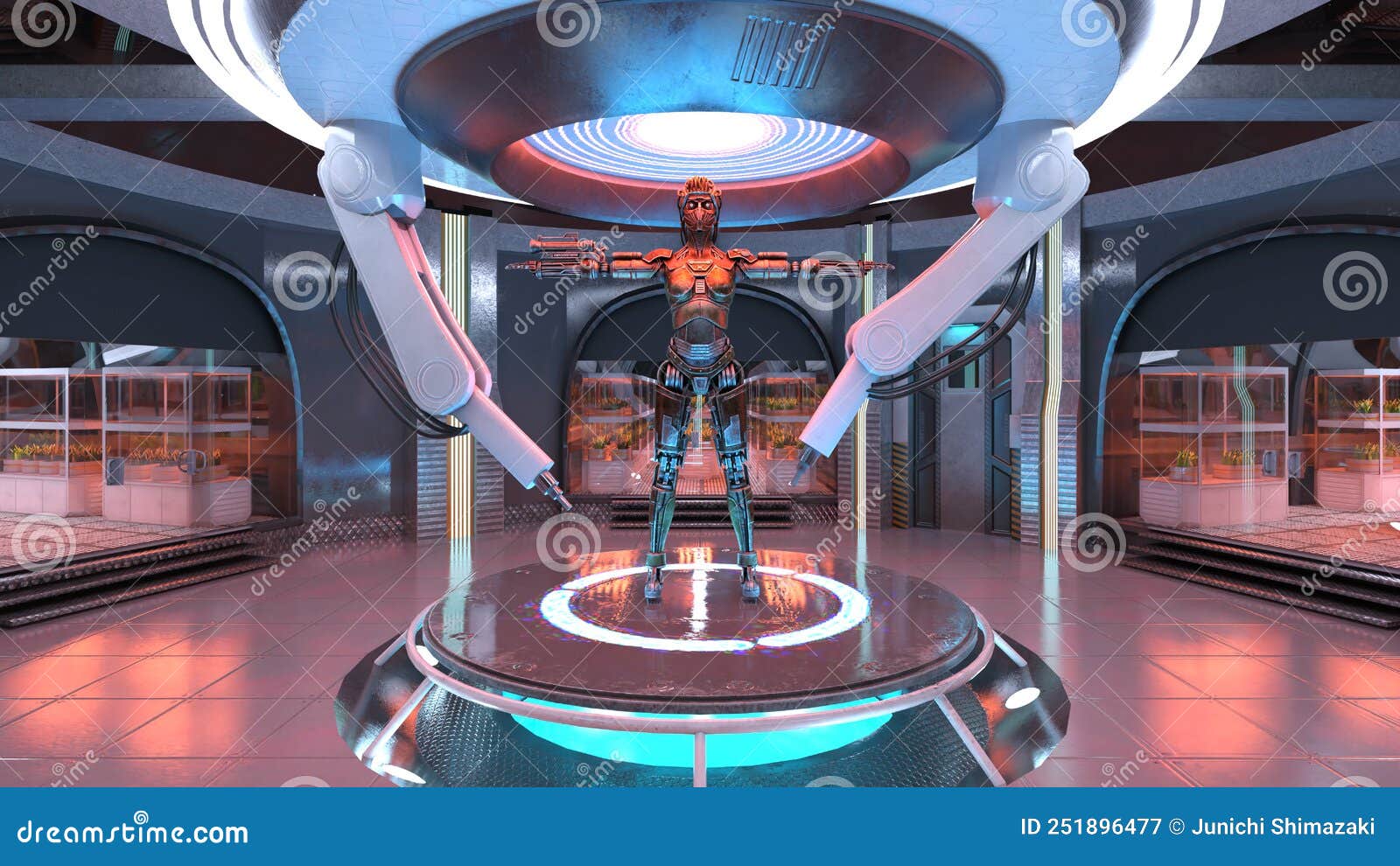 3D Rendering of the Cyborg Testing Laboratory Stock Illustration ...