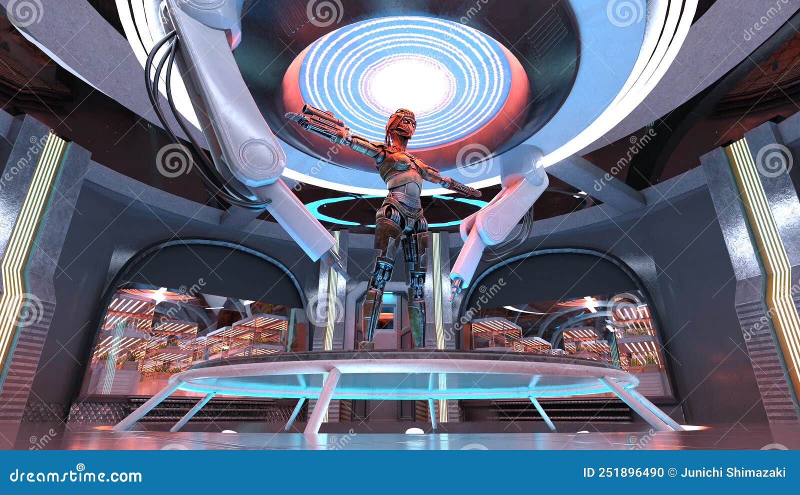3D Rendering of the Cyborg Testing Laboratory Stock Illustration ...