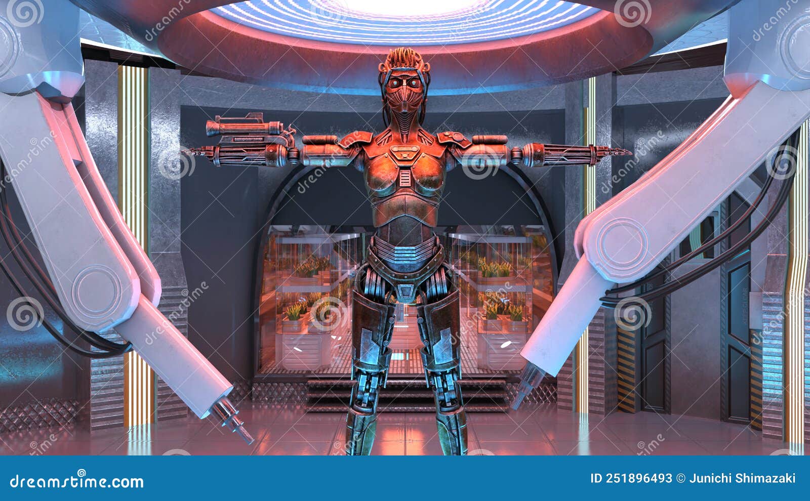3D Rendering of the Cyborg Testing Laboratory Stock Illustration ...