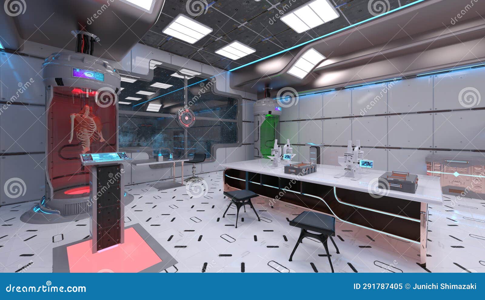 3D Rendering of the Cyborg Testing Laboratory Stock Illustration ...