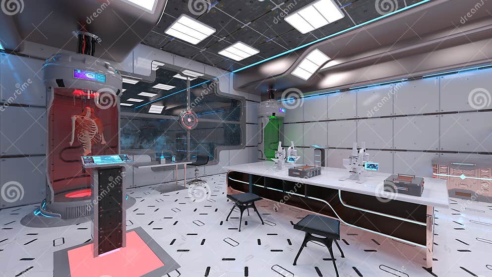 3D Rendering of the Cyborg Testing Laboratory Stock Illustration ...