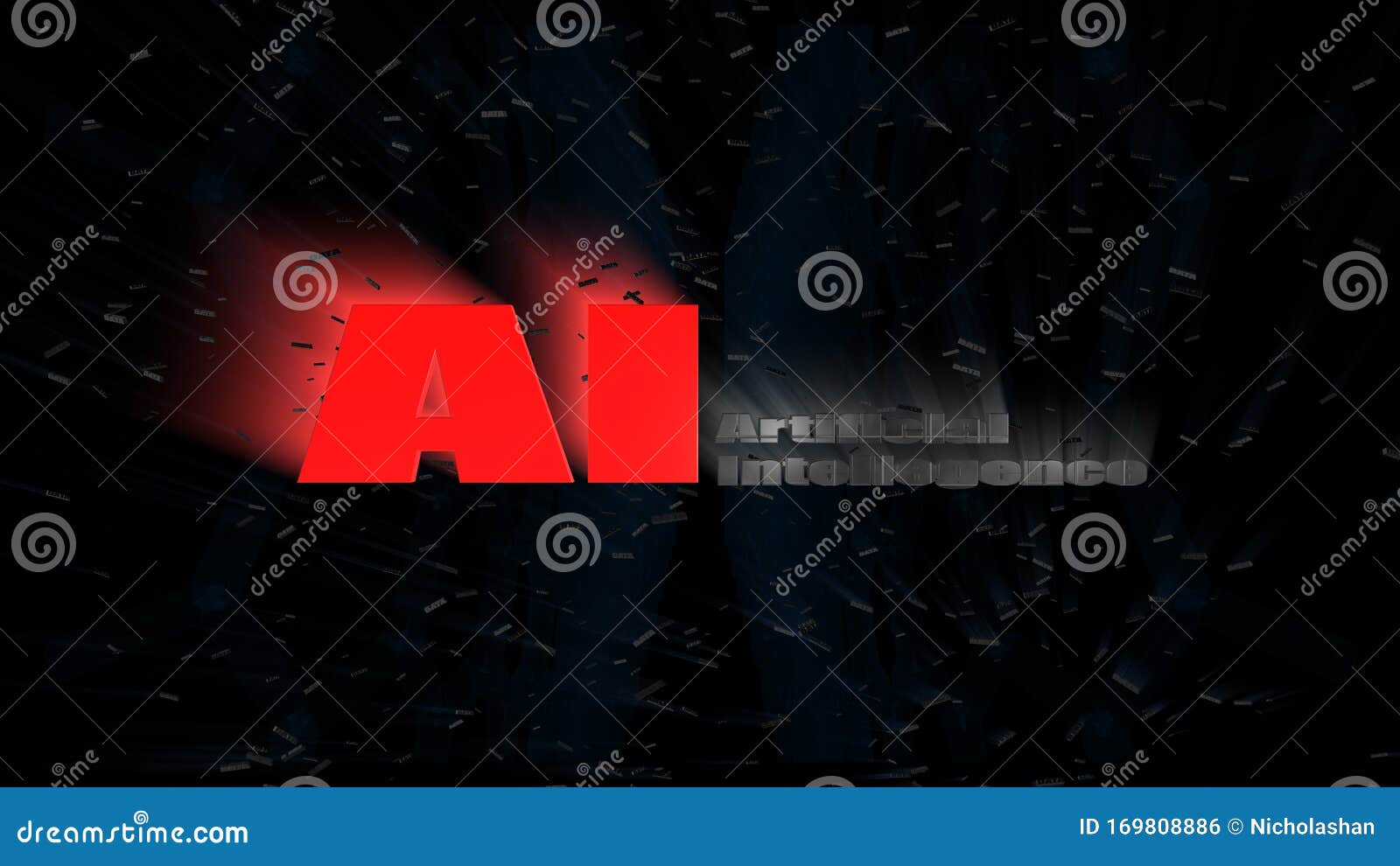 3d Rendering of 3D AI Wording with White Background Stock Illustration ...