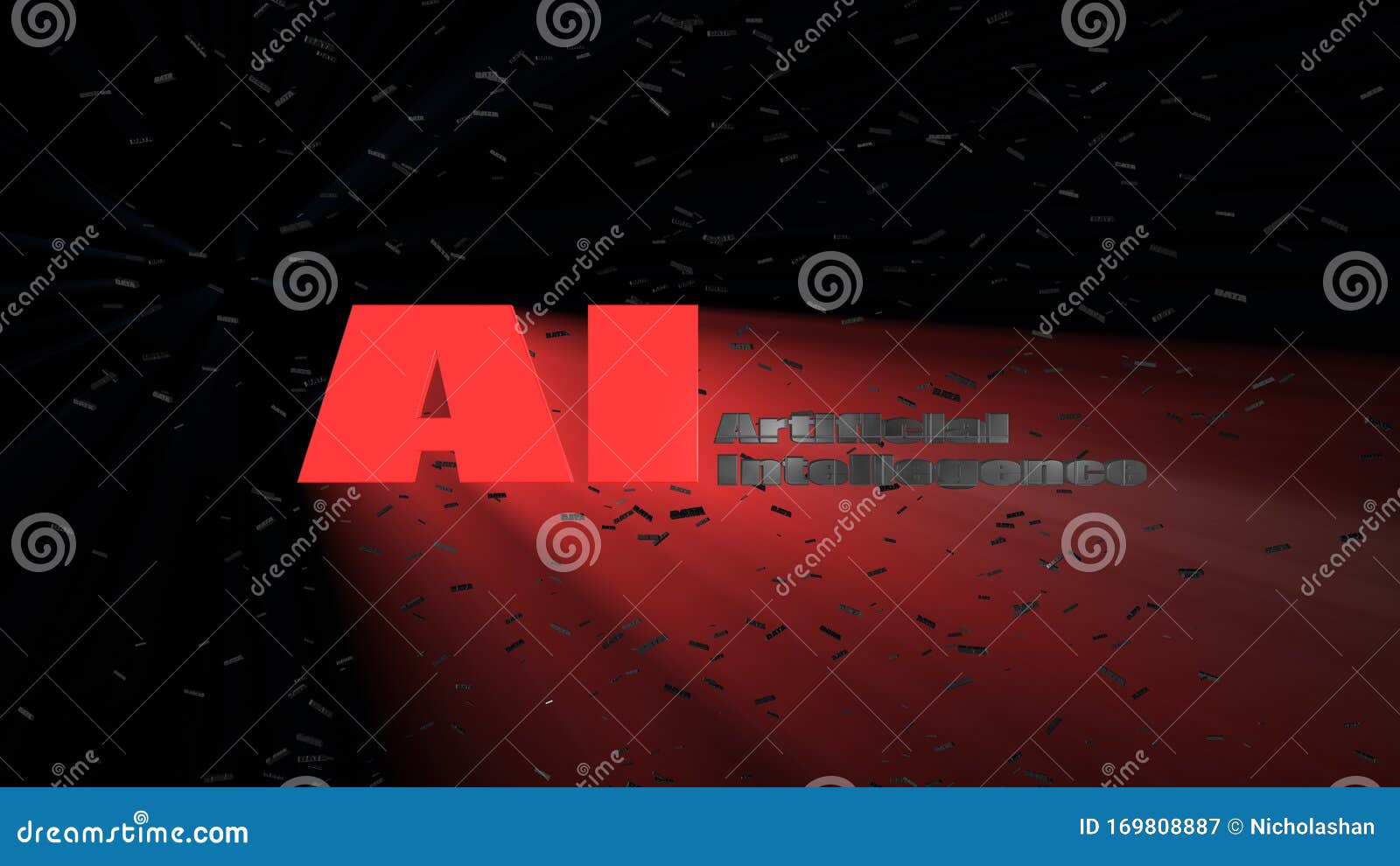 3d Rendering of 3D AI Wording with White Background Stock Illustration ...