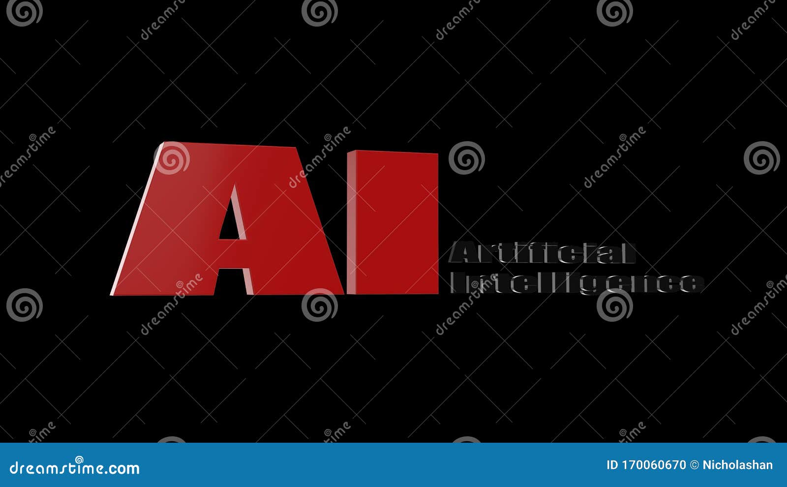 3d Rendering of 3D AI Wording with White Background Stock Illustration ...
