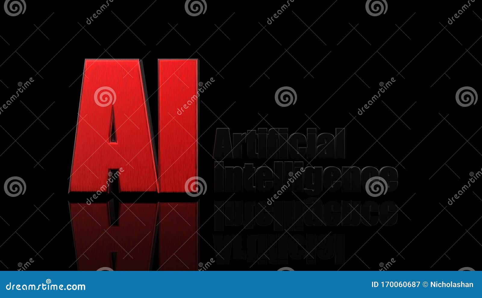 3d Rendering of 3D AI Wording with White Background Stock Illustration ...