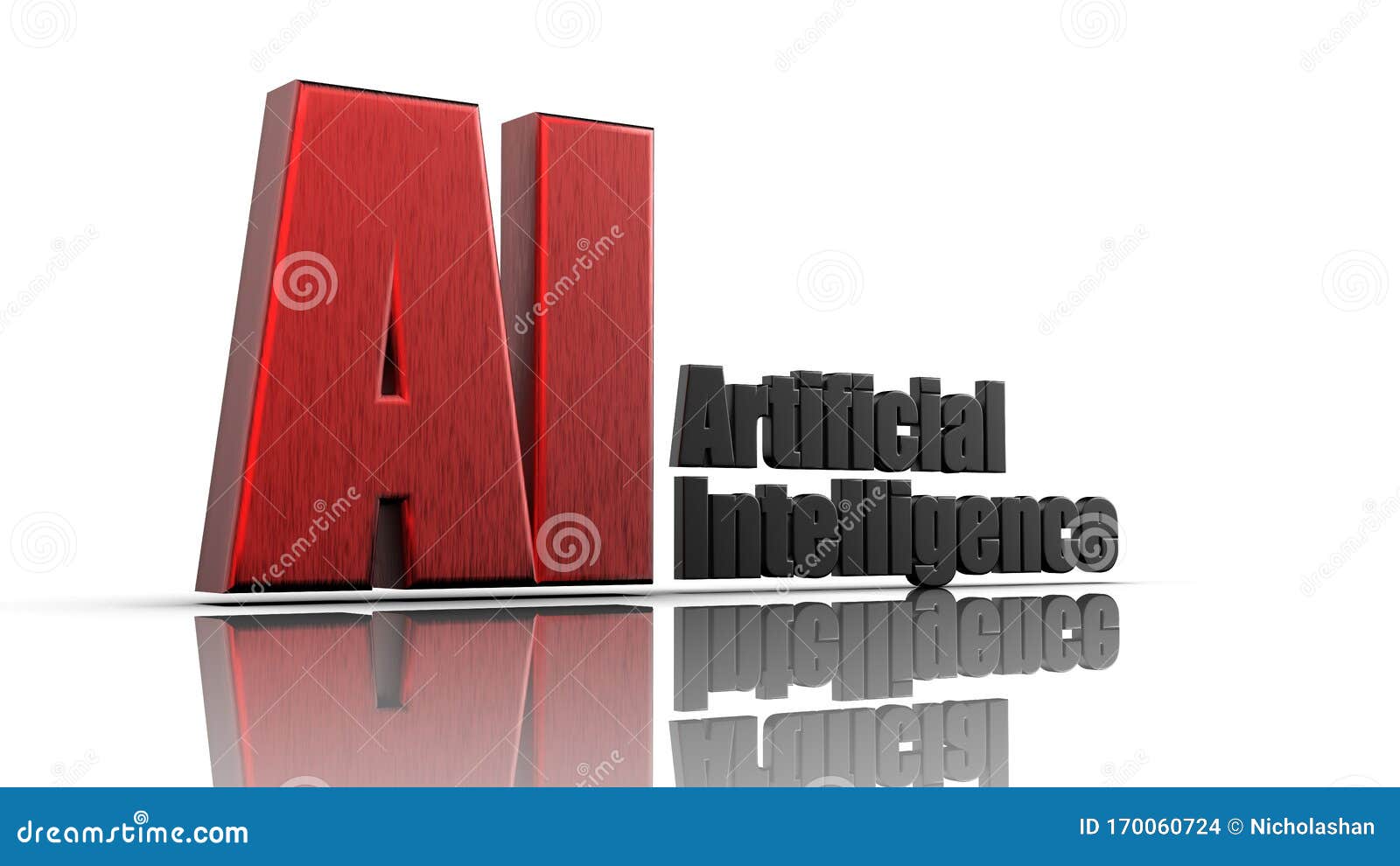 3d Rendering of 3D AI Wording with White Background Stock Illustration ...