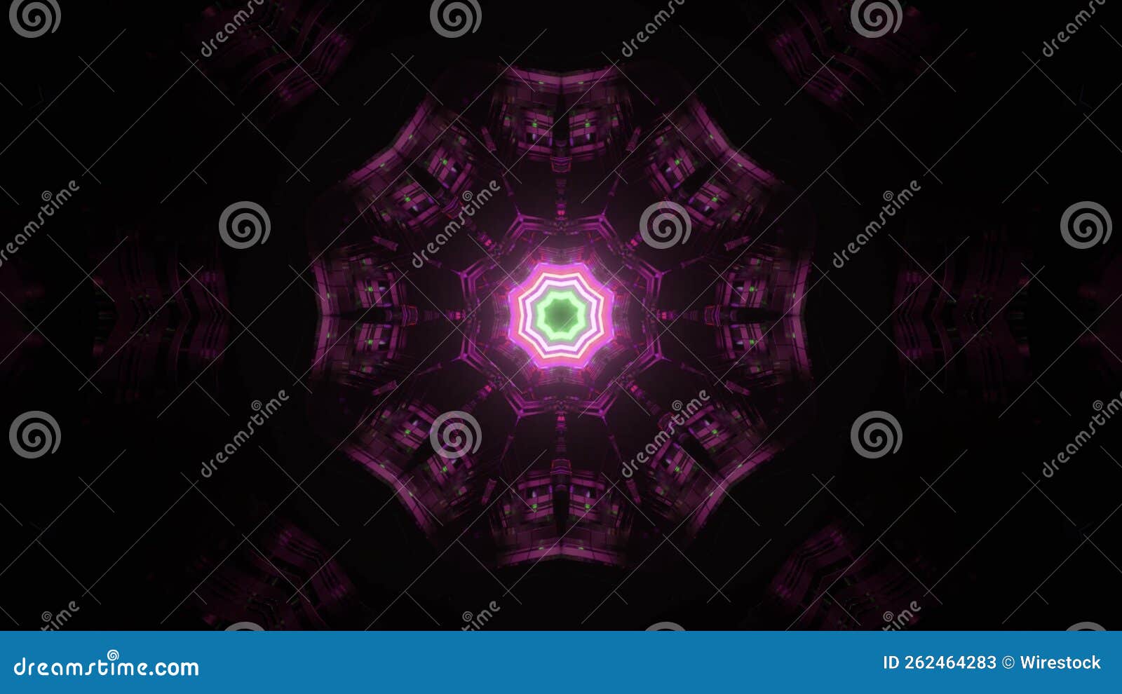 3D Rendering of a Dark Abyss with an Abstract Glowing Pattern in the ...