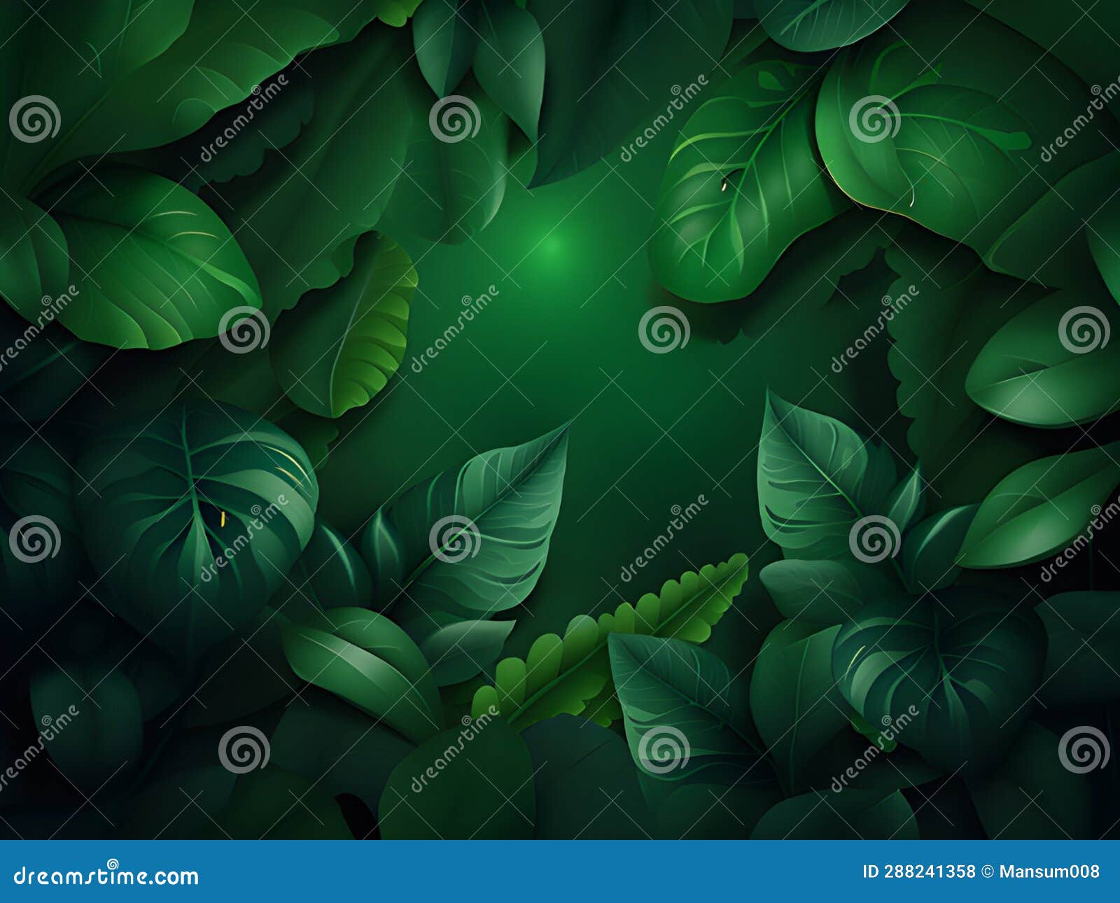 3d Rendering of a Dark Green Leaf with a Black Background, Ai Generated ...