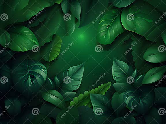 3d Rendering of a Dark Green Leaf with a Black Background, Ai Generated ...
