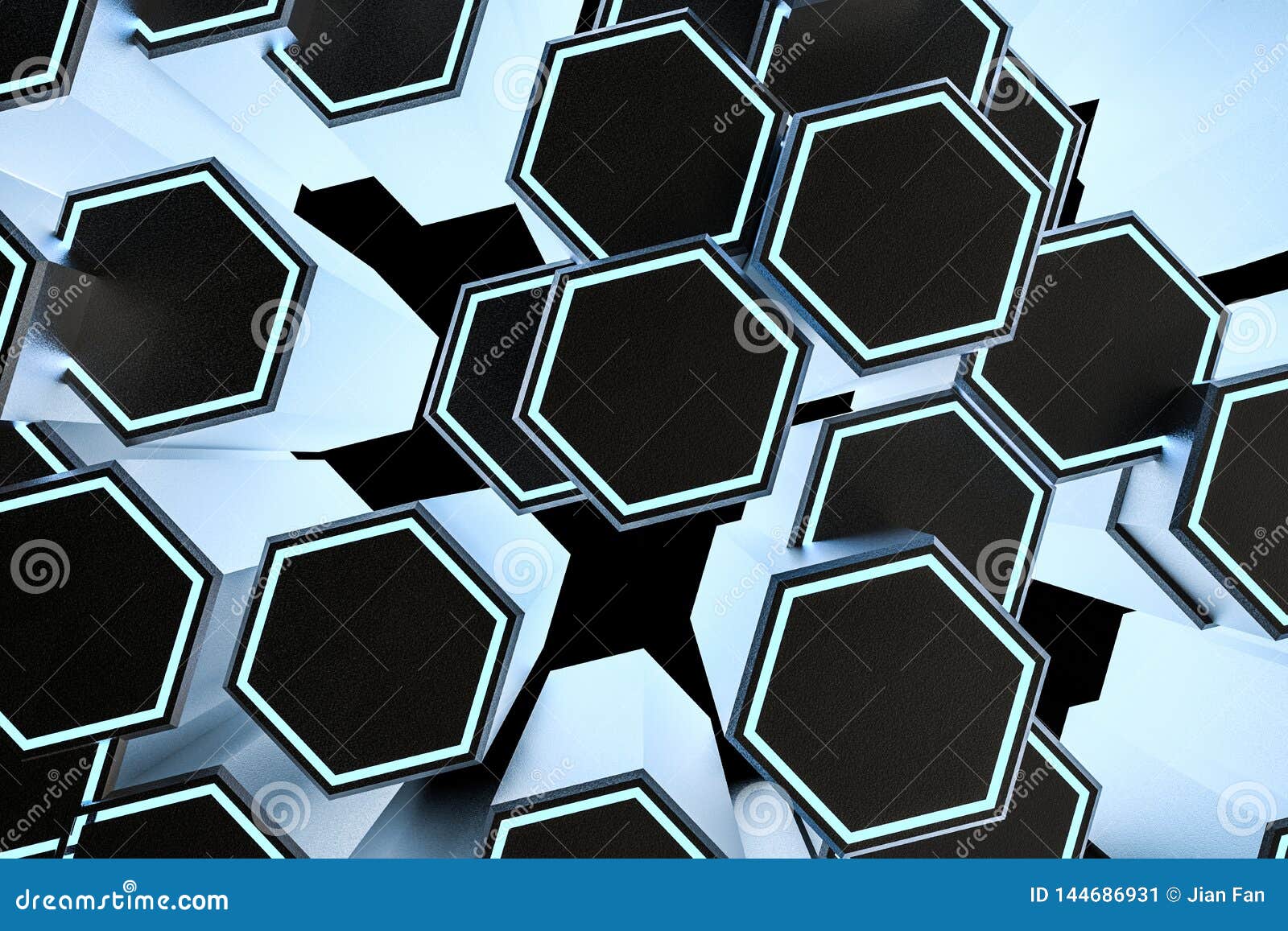 3d Rendering, Dark Hexagonal Background, Sci-fi Background Stock ...