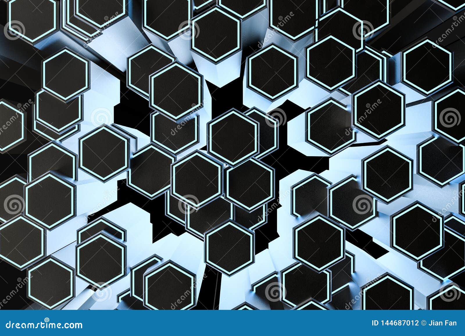3d Rendering, Dark Hexagonal Background, Sci-fi Background Stock ...