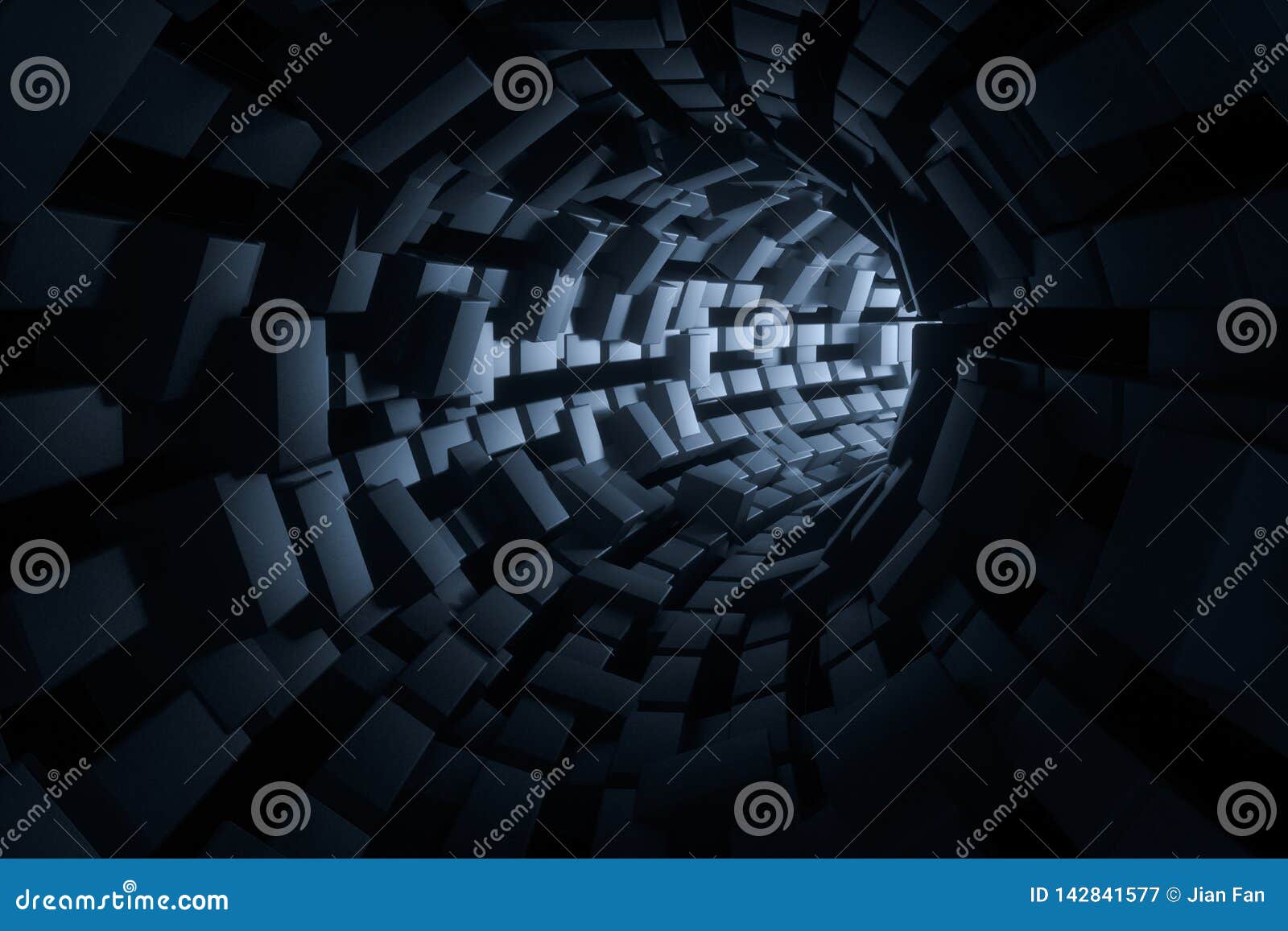 Geometric Tunnel With Triangular Metal Beams And Scaffolding In ...