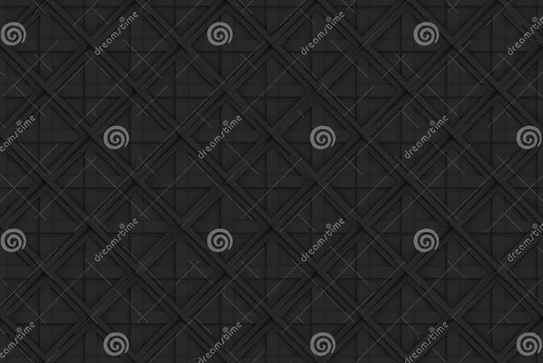 3d Rendering. Dark Seamless Black Square Grid Pattern Art Design Wall ...