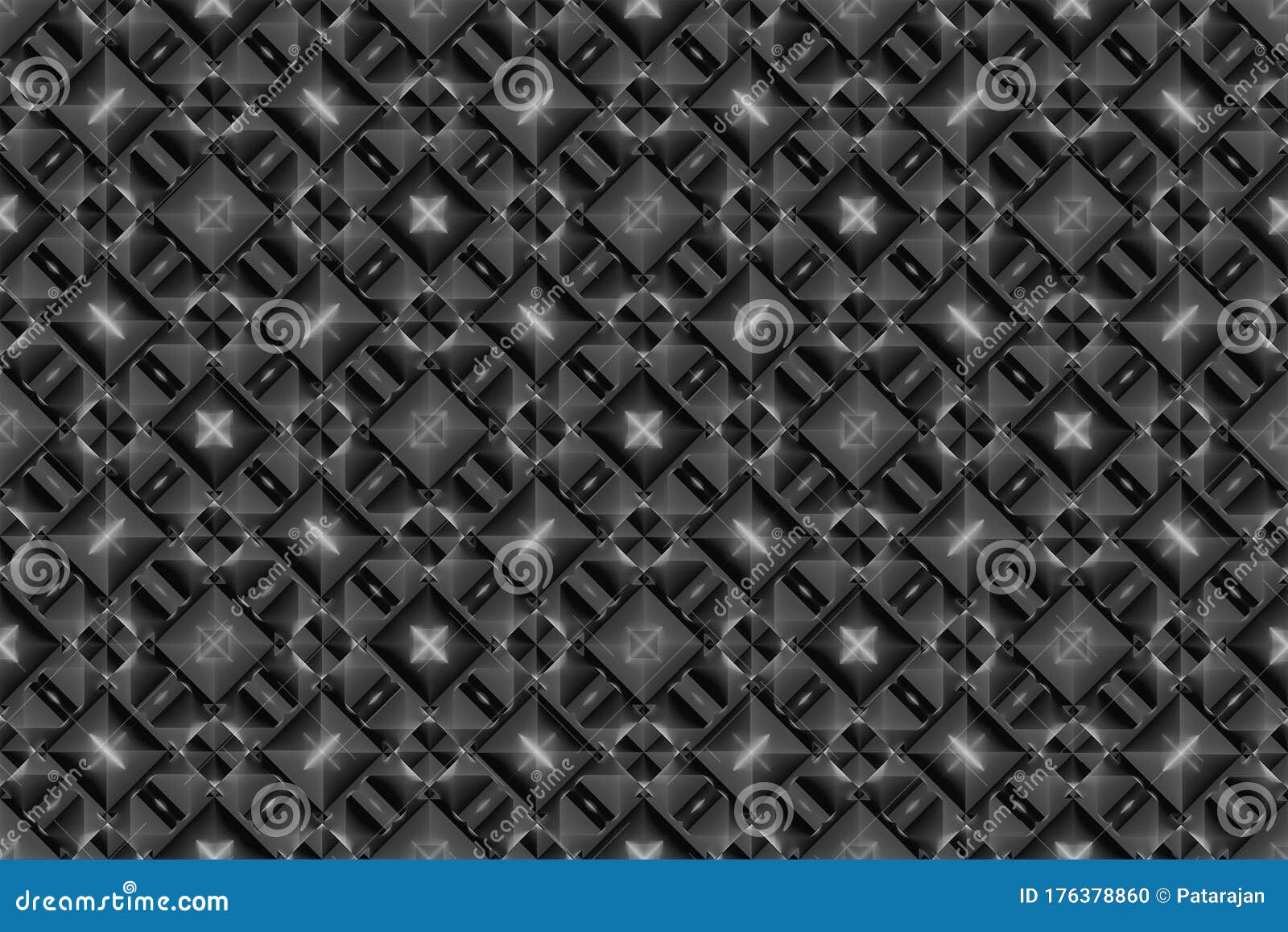 3d Rendering. Dark Seamless Black Square Grid Pattern Art Design Wall ...