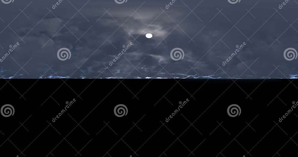 3D Rendering. Dark Sky with Thunderstorm Clouds and Bright Moon ...