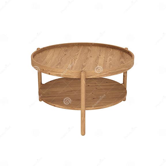 3D Rendering Dark Wood Circle Side Table on White Background, Oa Stock ...