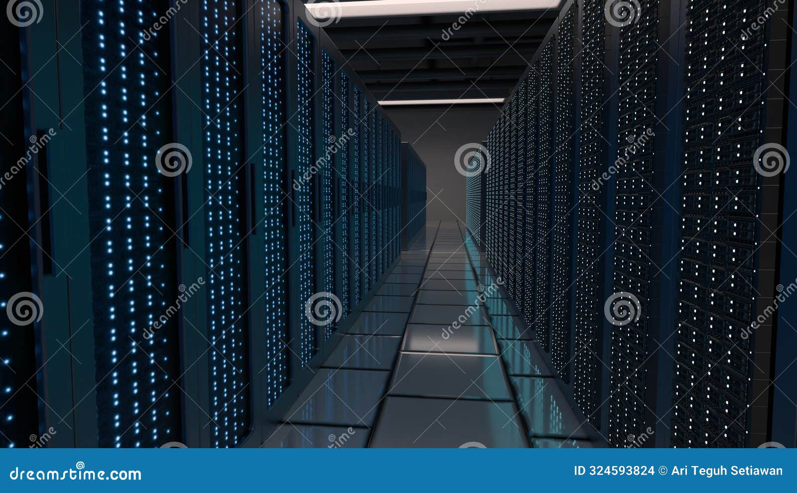 3d Rendering of Data Center with Rack-mount Servers Stock Illustration ...