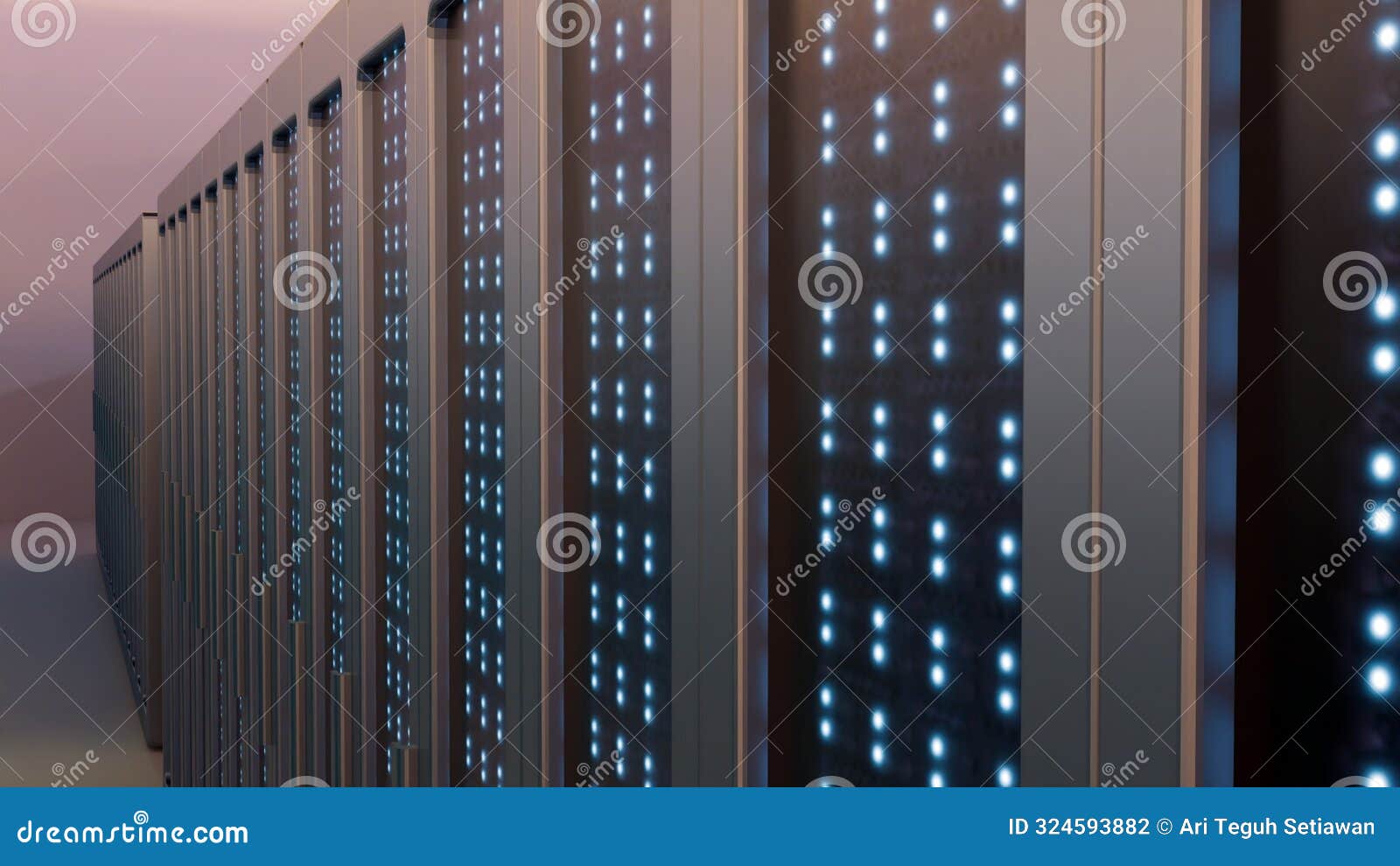3d Rendering of Data Center with Rack-mount Servers Stock Illustration ...