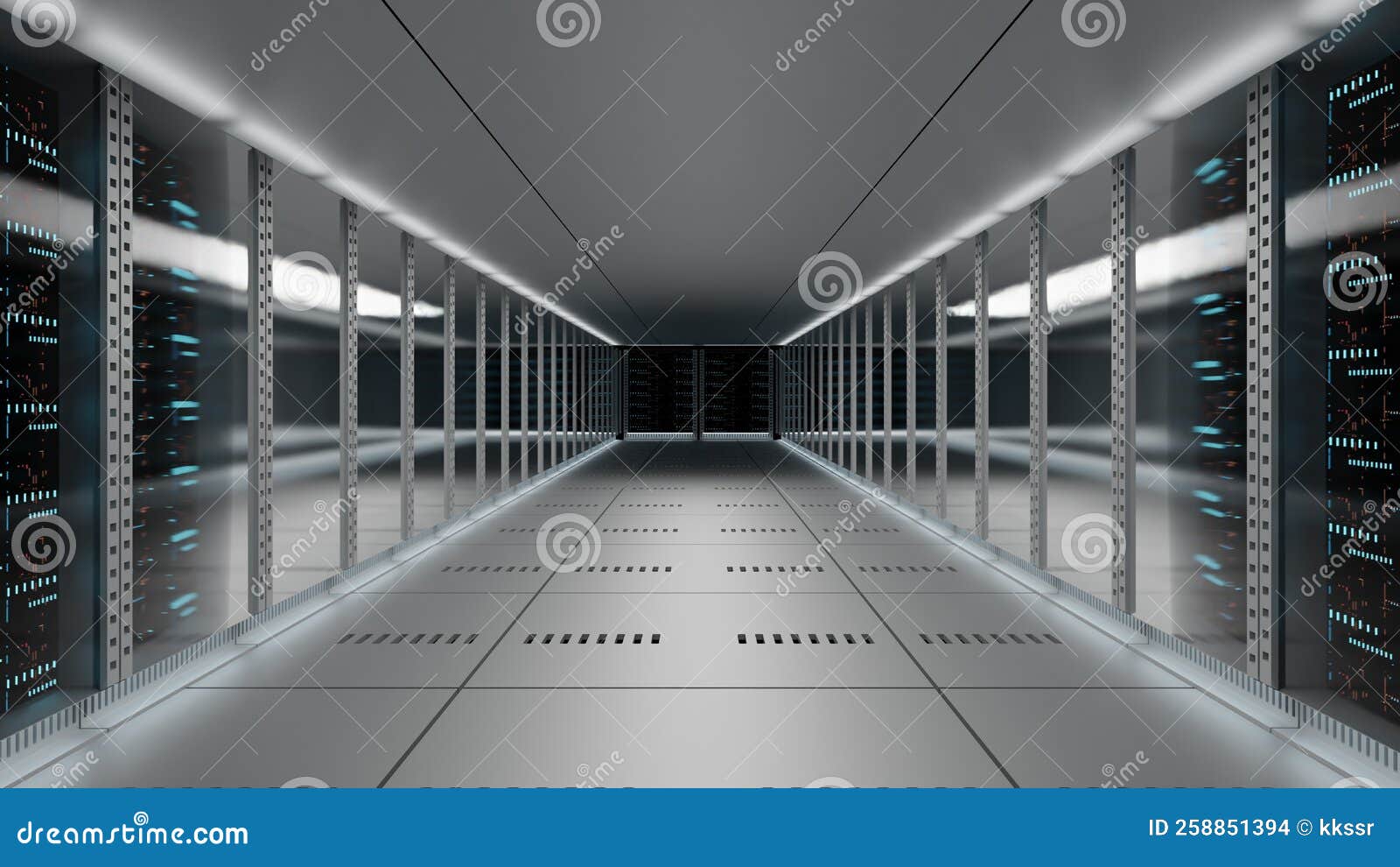 Data Center Room with Glowing Led Indicators from Servers. Stock ...