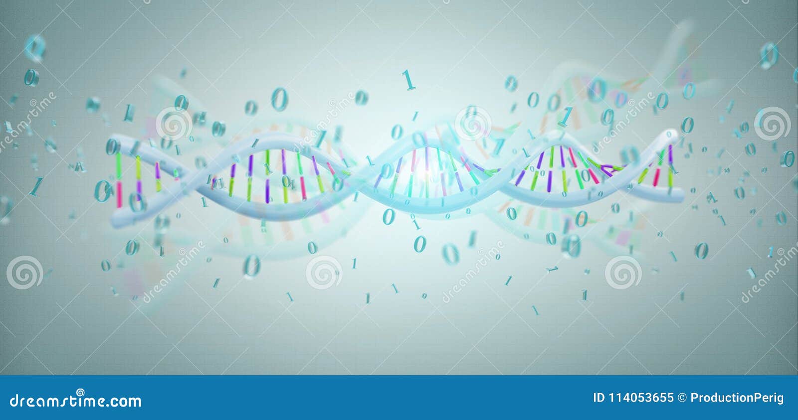 3d Rendering Data Coded Dna with Binary File Around Stock Illustration ...