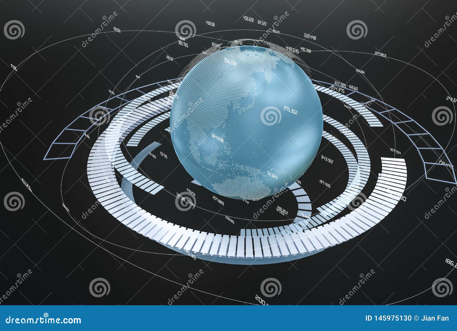 3d Rendering, Data and Earth Graphics with HUD Elements Stock ...