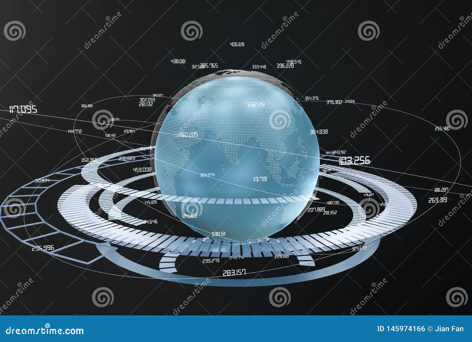 3d Rendering, Data and Earth Graphics with HUD Elements Stock ...