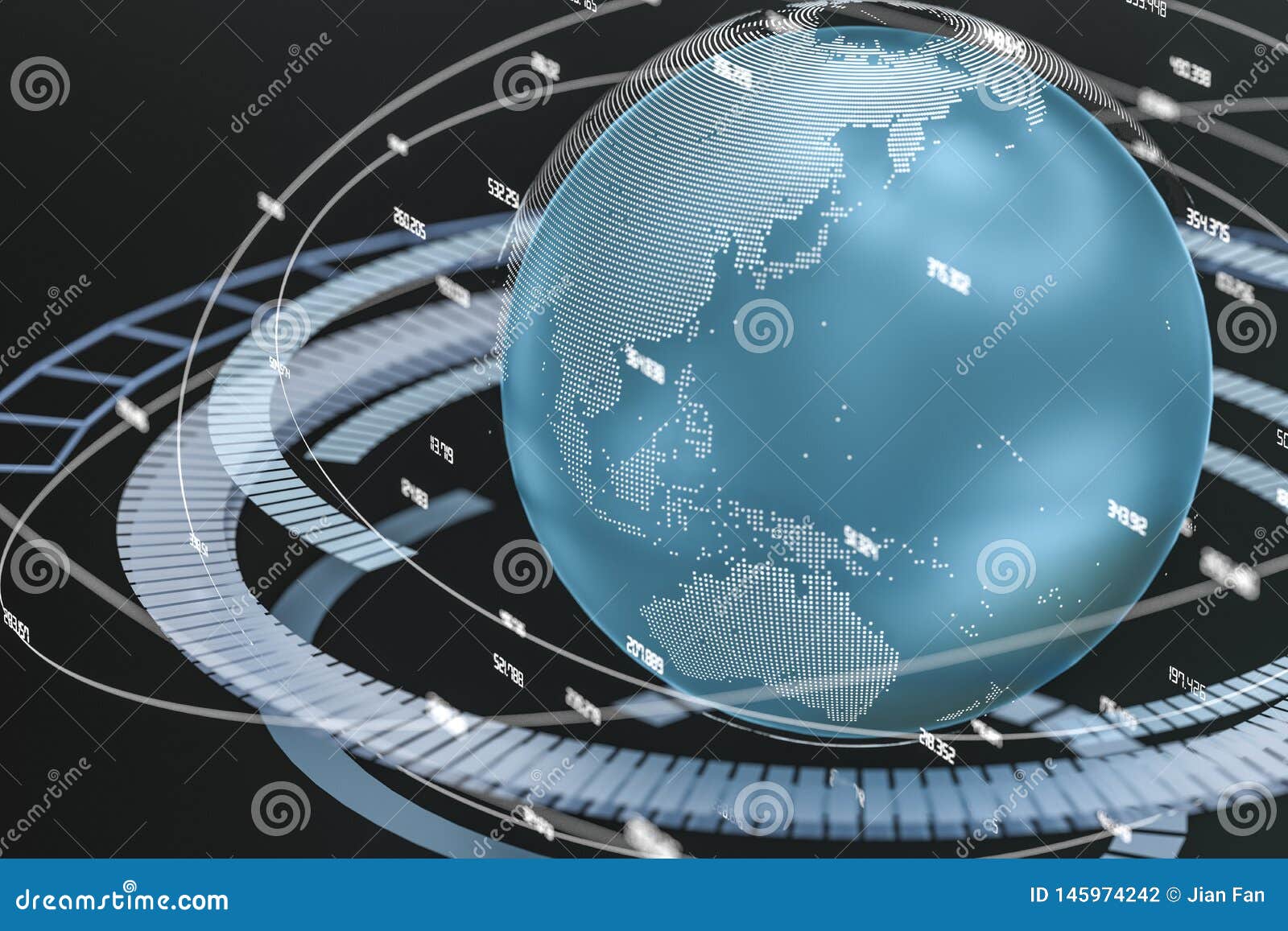 3d Rendering, Data and Earth Graphics with HUD Elements Stock ...