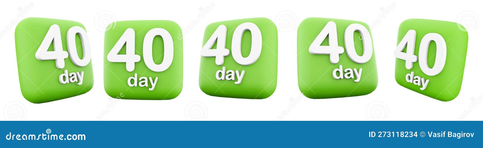 3d Rendering 40 Day Left Different Positions Icon Set. 3d Render 40 ...