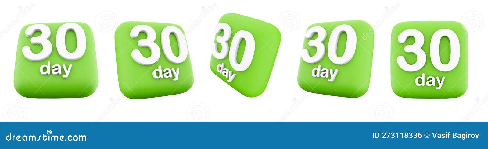 3d Rendering 30 Day Left Different Positions Icon Set. 3d Render 30 ...