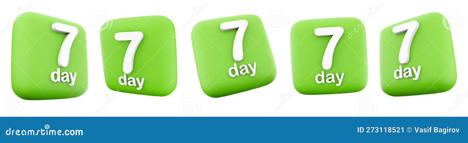 3d Rendering 7 Day Left Different Positions Icon Set. 3d Render Seven ...